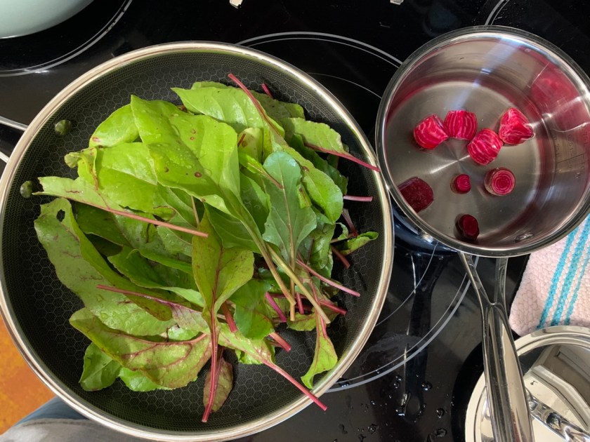 Harvesting the Beets and Cooking a Meal of Greens – Hydrangeas Blue